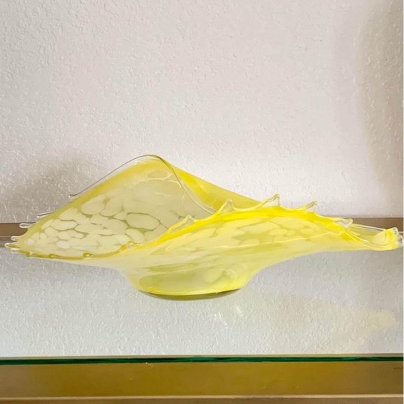 Other | Vintage Mid Century Art Deco Hand Blown Yellow Glass | Poshmark